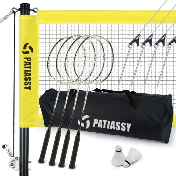 Penn Premium Outdoor Easy Setup Badminton Set with Net, 4 Rackets and ...