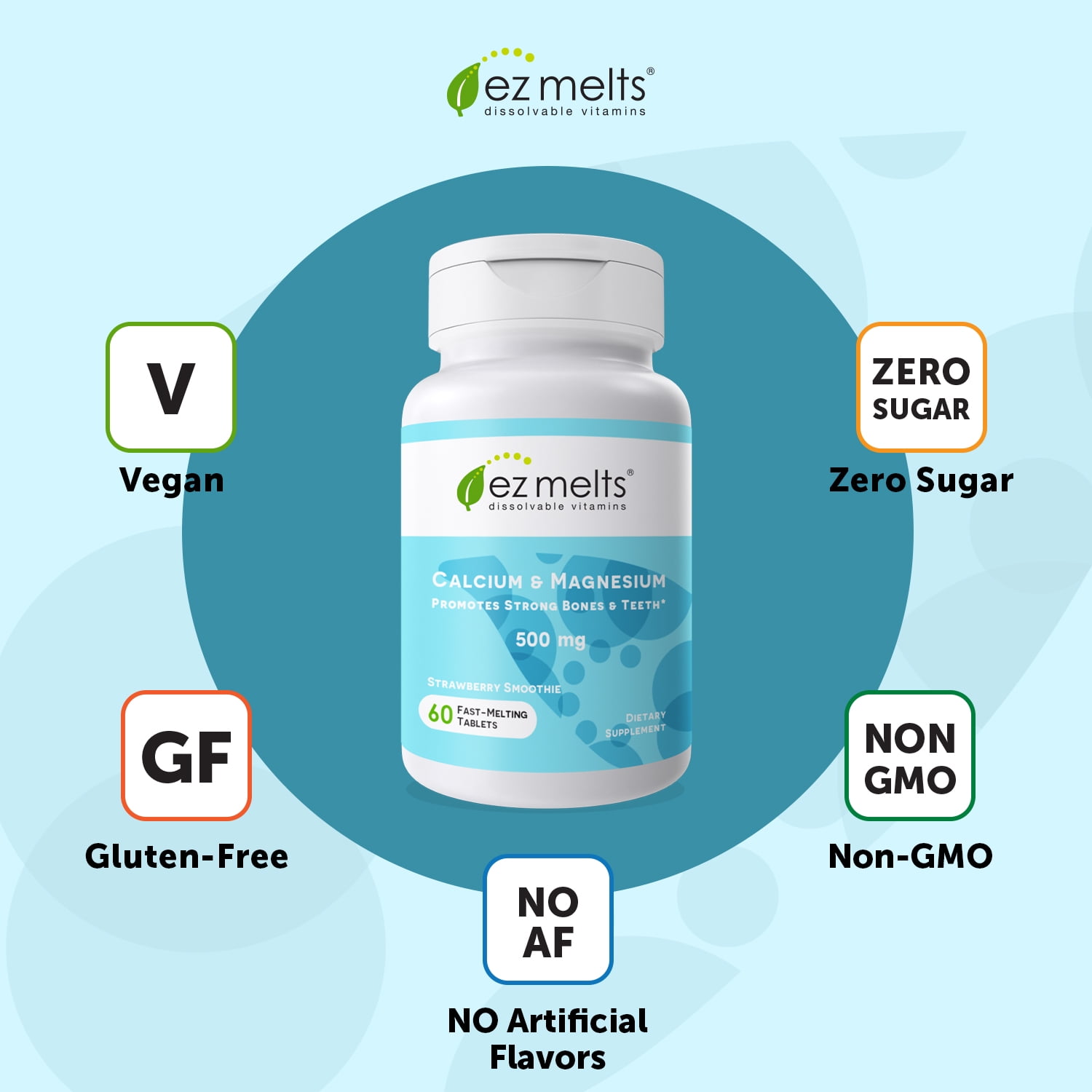 Buy EZ Melts Calcium & Magnesium with Vitamin D3 Dissolvable Tablets ...