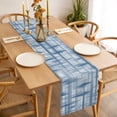 Blue Weave Mesh Cotton Linen Table Runner Modern Minimalist Abstract ...