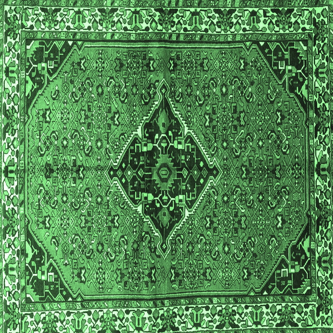 Ahgly Company Indoor Square Persian Emerald Green Traditional Area Rugs ...
