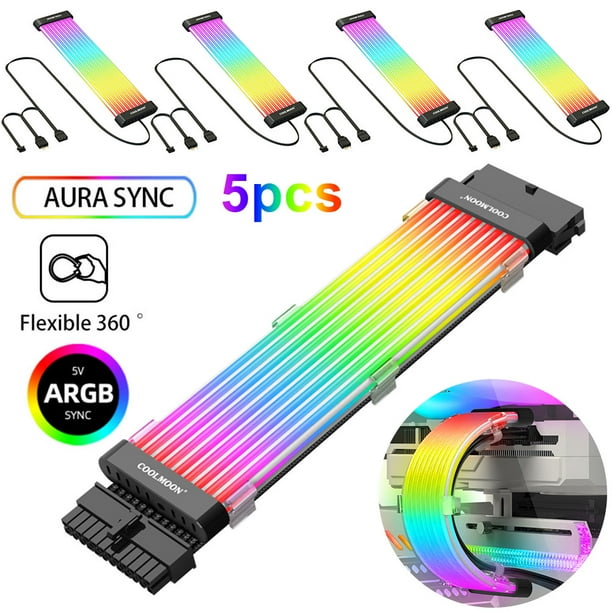 Barra Flexible 5V Sync ARGB Accesorios Computadora (Negro C200EX ...