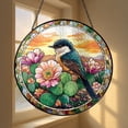 Wren Bird and Saguaro Cactus Stained Glass Suncatcher – Desert Window ...