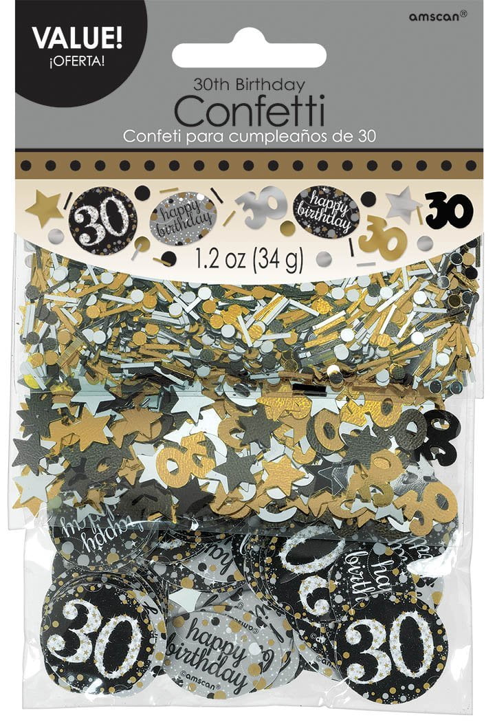 30th Birthday Confetti, Black, Gold and Silver - Walmart.com
