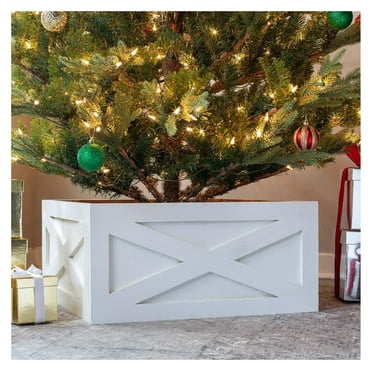 BIRDROCK HOME White 4 Panel XMAS Tree Stand Cover - Durable Christmas ...