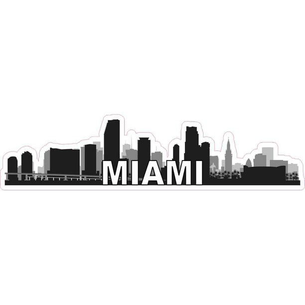 10in x 2.5in Miami Skyline Sticker Vinyl Car Window Decal Bumper ...
