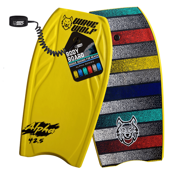 WAVEWOLF 42.5" Hardslick Pro Body Board - Lightning Yellow with Wrist ...