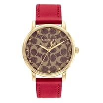 Coach Grand 14503583 Green Logo Dial Brown Leather Strap 36MM Womens ...