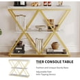 3-Tier Narrow Console Sofa Table 39In with Storage Shelves X-Shaped ...