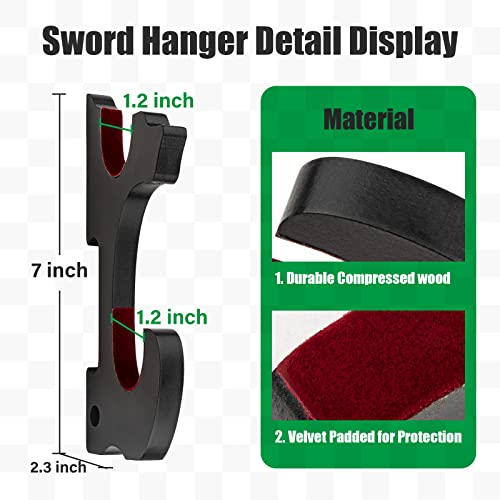 Buy Ekkhysis Sword Wall Mount 2-Tier Velvet Padded Hook Katana Holder ...