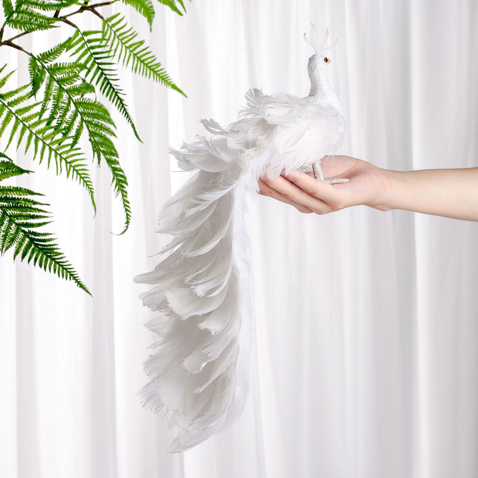 Click here for Colaxi White Peacock Simulation Bird  Feathered Bi... prices
