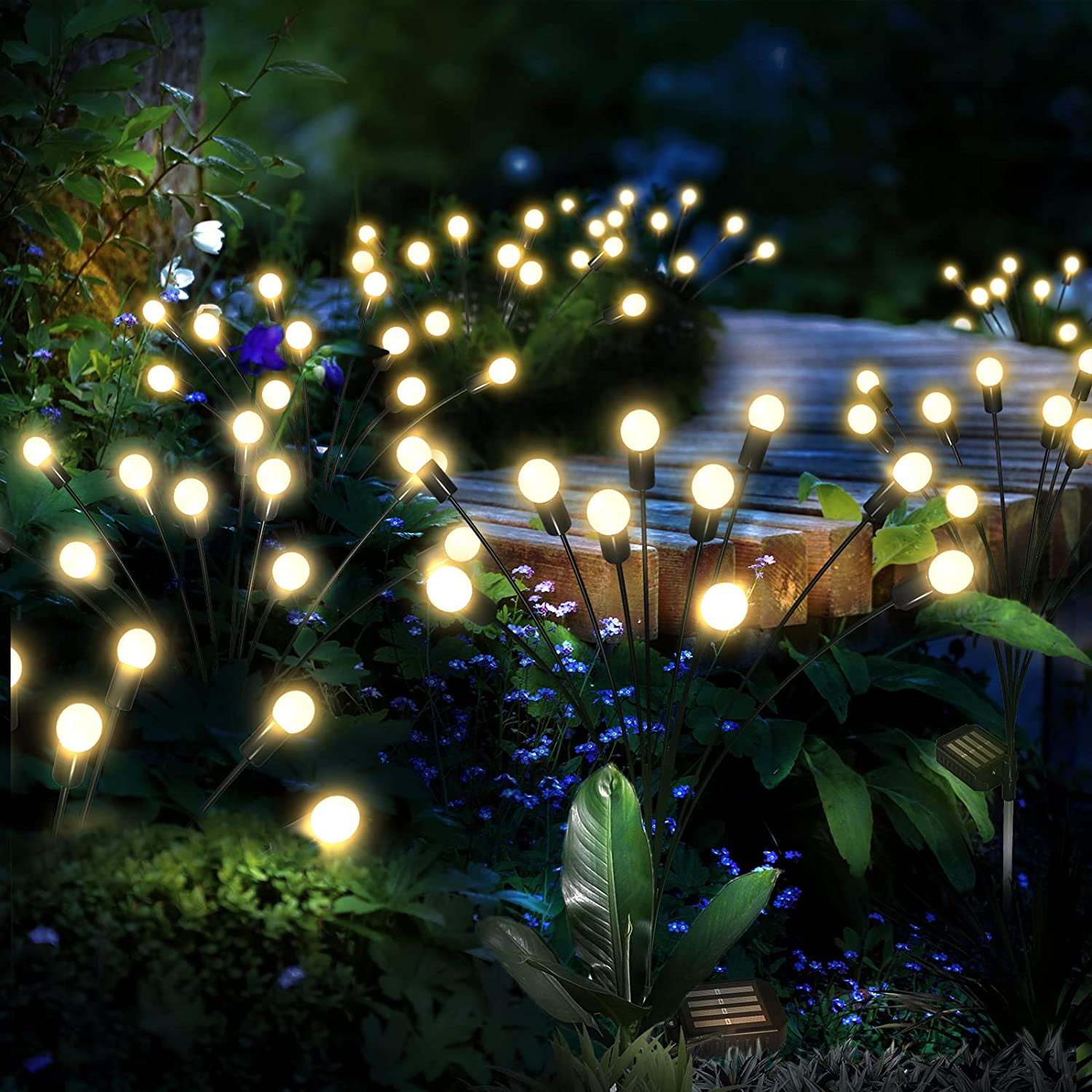 Garden Lights Outdoor Yard Decorations 10 LED Light Bulbs Sway by Wind ...