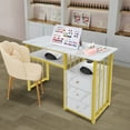 Bedside Table, Nail Table with 3 Drawers, Sturdy Particle Board & Steel ...