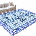 Area Rug 4x6ft, Nautical Anchor Blue Stripe Washable Rugs for Living ...