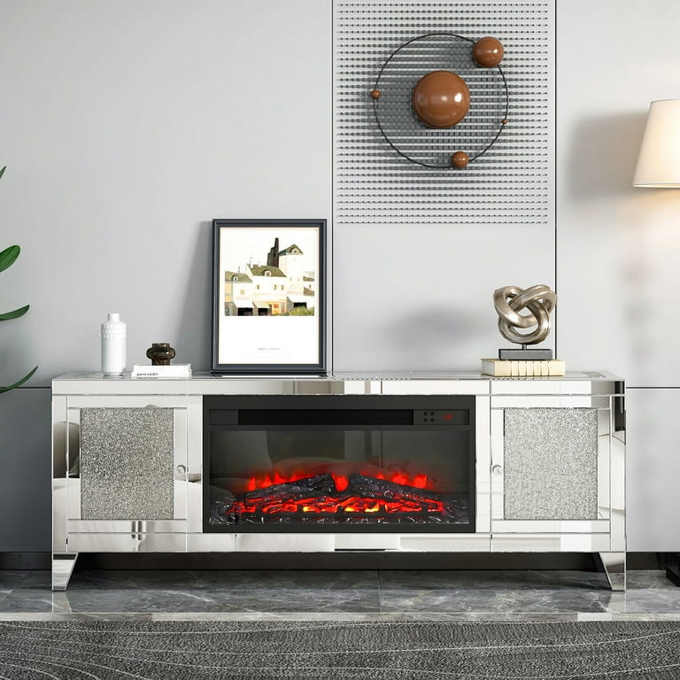 Mirrored tv stand 65 inch store