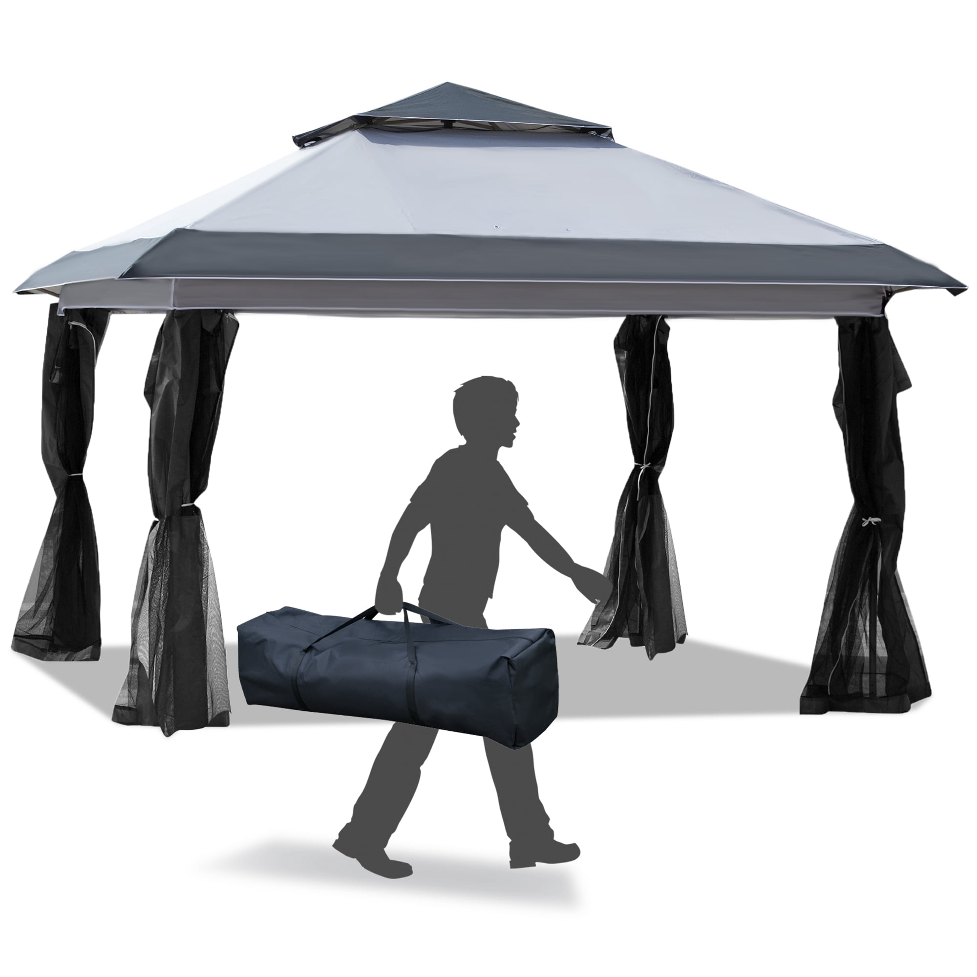 Outsunny 12 X 12 Pop Up Canopy Tent With Netting And Carry Bag 