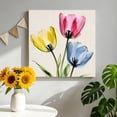 Blue Red Yellow Tulips Canvas Wall Art for Living Room, Country Flowers ...