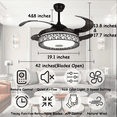 FINE MAKER 42 inch Modern Retractable Bluetooth Ceiling Fan with 7 ...