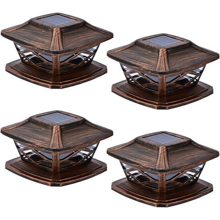 Solar Post Lights Outdoor 2 Modes Waterproof LED Solar Fence Cap Light ...