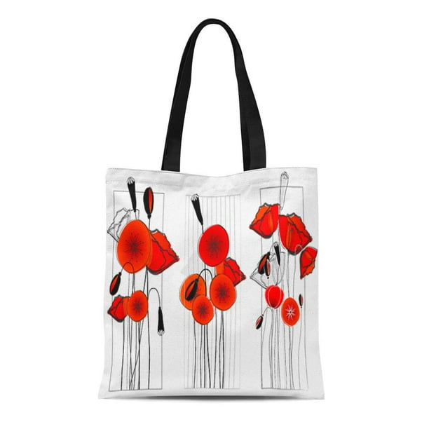 HATIART Canvas Tote Bag Red Poppy of Beautiful Poppies Flower Fresh ...