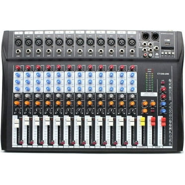 Audio Mixer Usb Dj Sound Mixing Console Amplifier Studio Live Party 2 ...