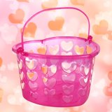 Heart Shaped and Slotted Baskets with Handles (2 PINK & 2 RED) 6.875x8 ...