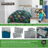 Minecraft Isometric Gamer Full Size 5-Piece Bedding Set, Reversible ...