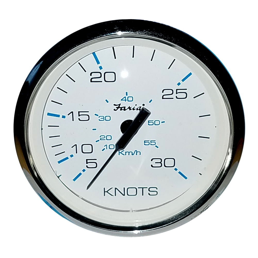 FARIA 4" SPEEDOMETER 30 KNOT CHESAPEAKE WHITE SS BEZEL - Walmart.com
