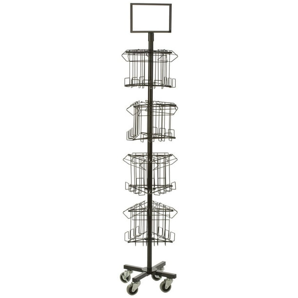 Portable Magazine Display Rack, 12 Pockets, Spinning Tiered Holders ...