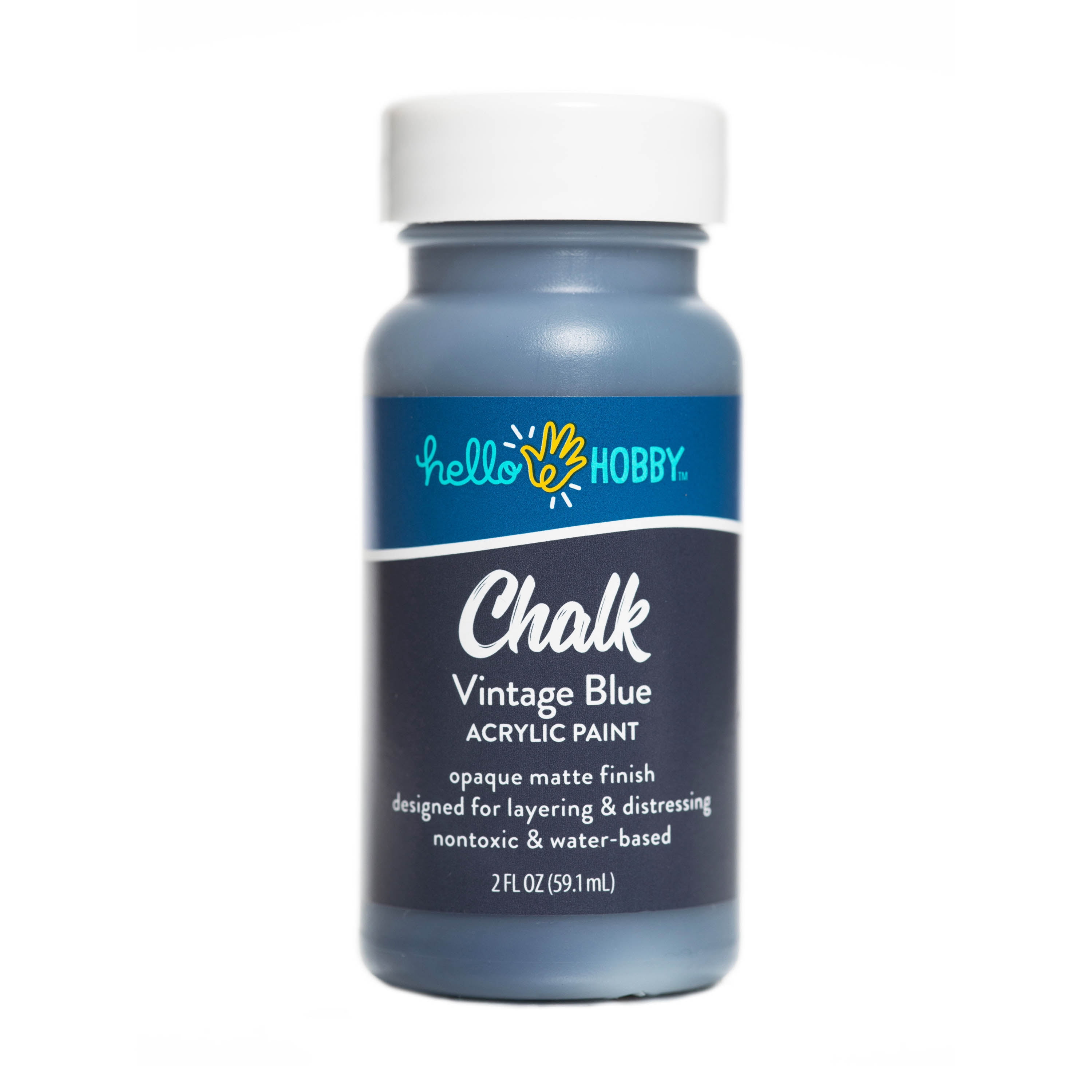 Hello Hobby Chalk Acrylic Paint, Ultra Matte, Vintage Blue, 2 fl oz ...