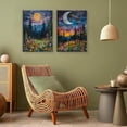 2Pcs Vintage Moon Wall Art Mystical Celestial Wall Decor Dark Forest ...