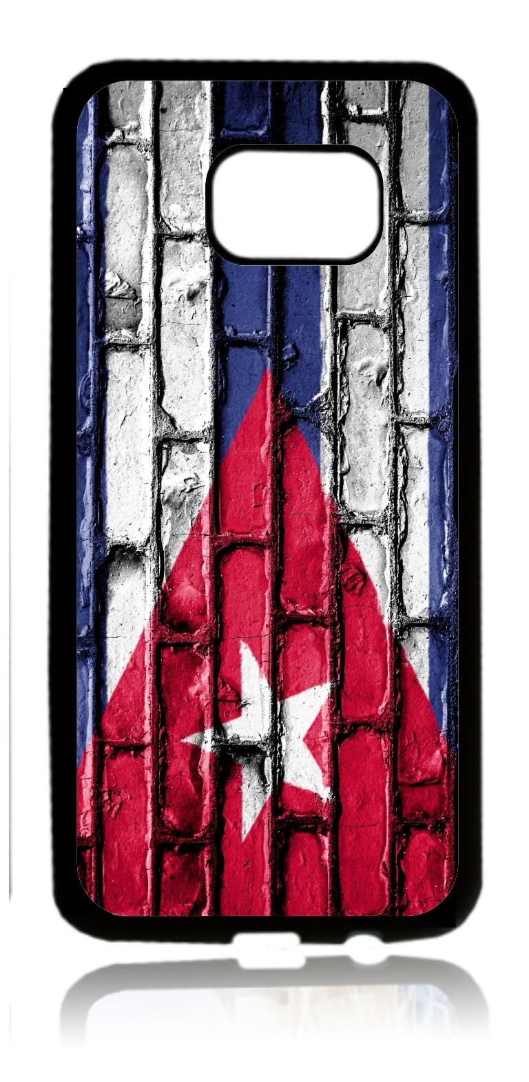 Flag Cuba - Cuban Flag Brick Wall Print Black Rubber Thin Case Cover ...
