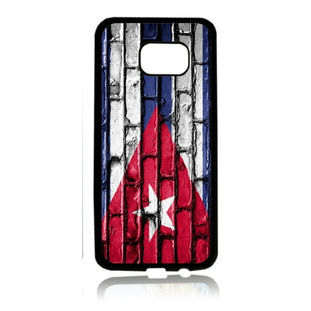Flag Cuba - Cuban Flag Brick Wall Print Black Rubber Thin Case Cover ...