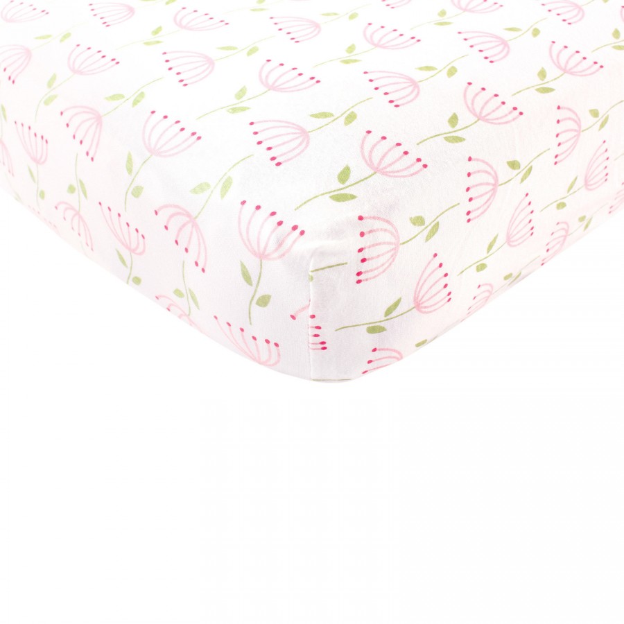 Touched by Nature Baby Girl Organic Cotton Crib Sheet, Flower, One Size ...