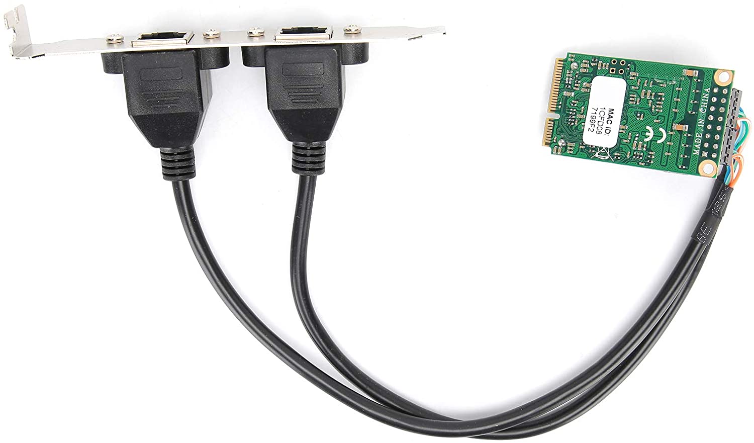 Mini PCI-E Ethernet Network Card, 10/100/1000Mbps Mini PCIe Dual RJ45 ...