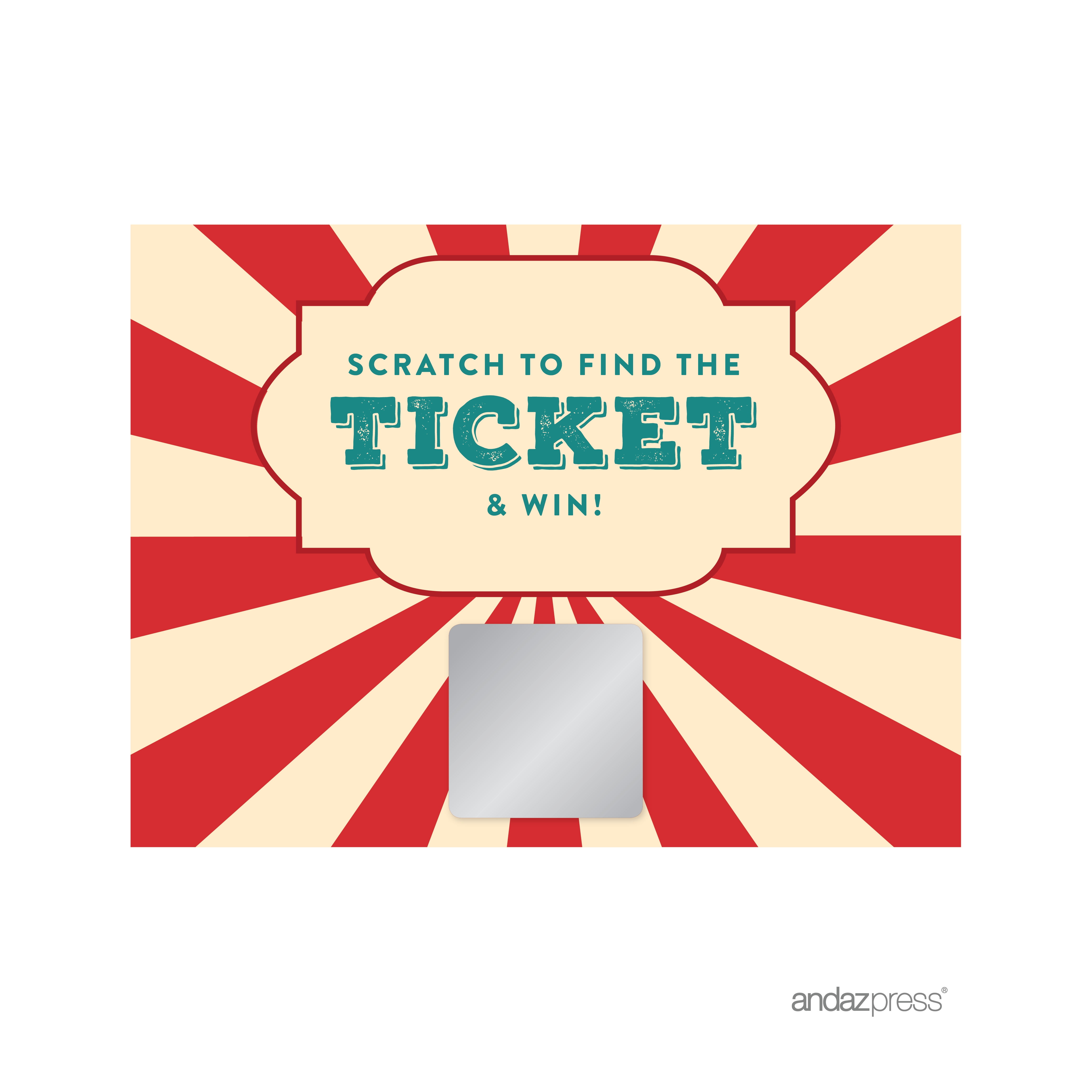Carnival Circus Birthday Party Favors, Fun Scratch Off Game Cards Set ...