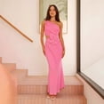 2026 New European and American Style Women's Pink One-Shoulder Maxi ...