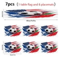 7 Piece Linen Table Runner and Placemats Set, Soccer American Flag ...