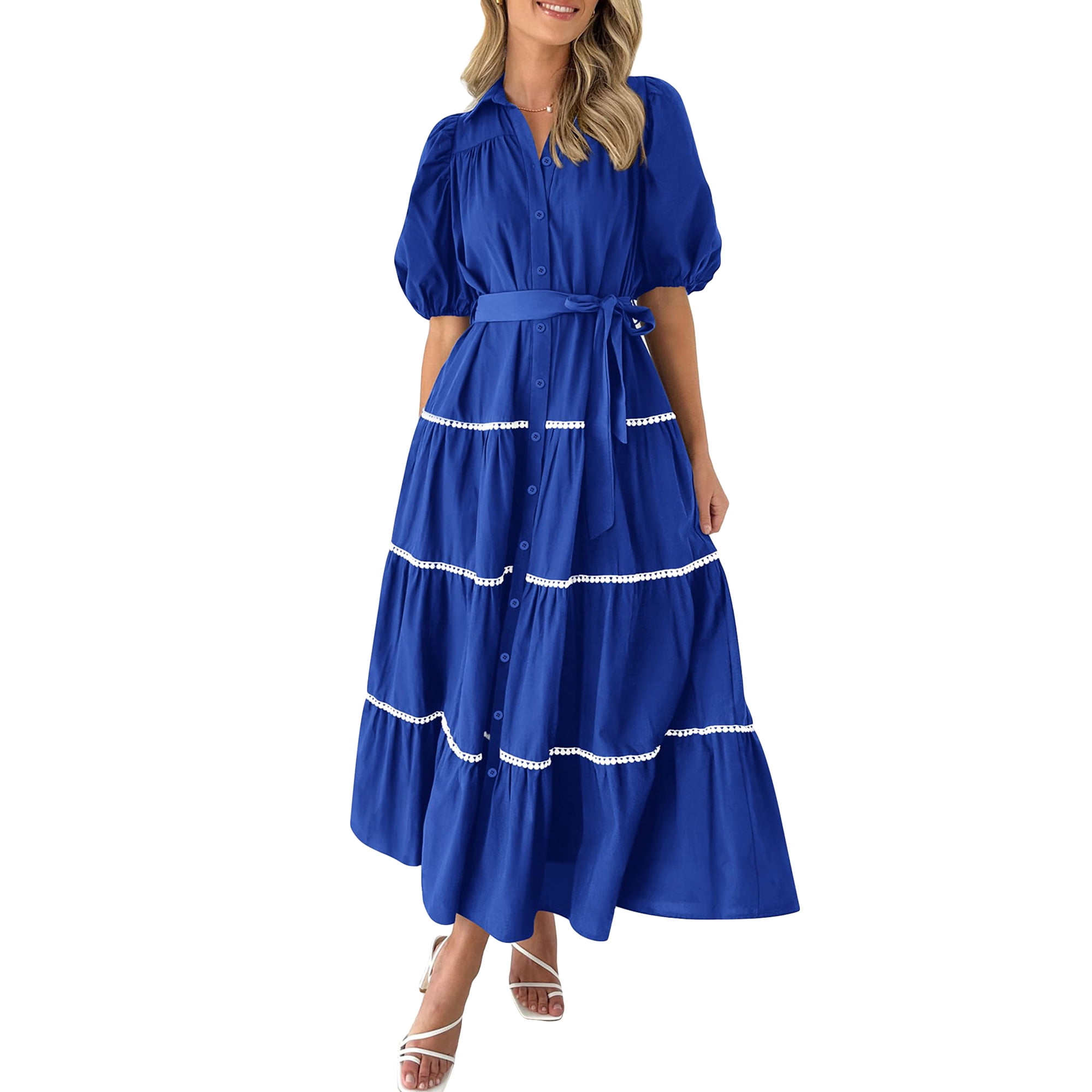 Click here for Gupgi Women Elegant Long Dress Button Down Shirt D... prices