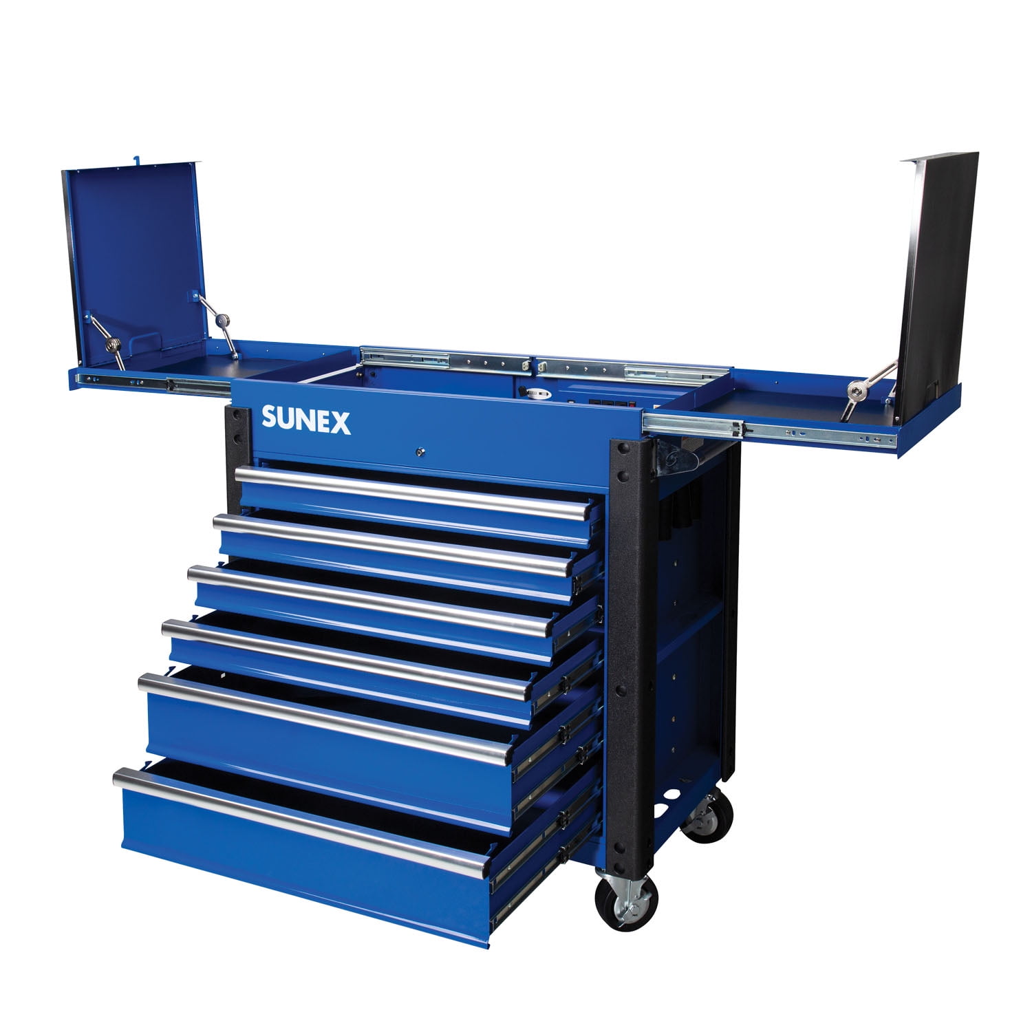 Sunex Tools 8035XTFDBL 3 Drawer Slide Top Cart with Power Strip - Blue ...