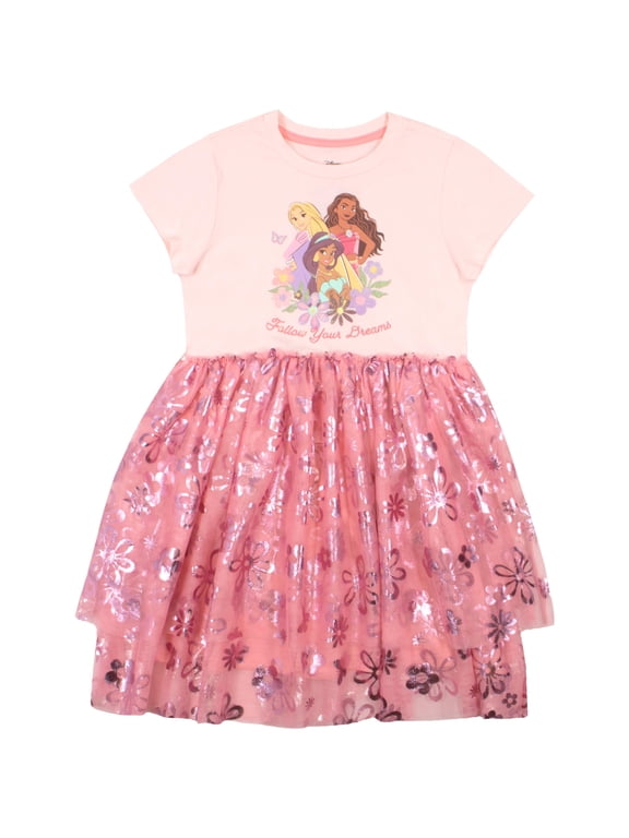 Disney Princess Girls Romper Rapunzel Graphic Jumpsuit with Tulle Skirt ...