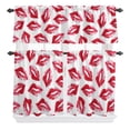 Abstract Red Lips Pattern Curtain Tier and Valance Set 3 Piece,Retro ...