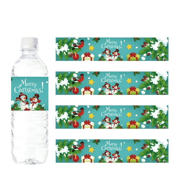 24 Pcs Christmas Water Bottle Labels, Merry Christmas Wine Bottle ...