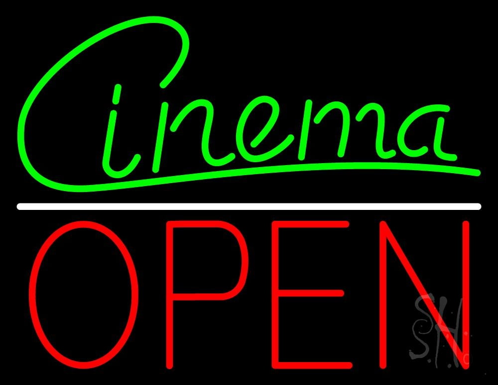 Cinema Cursive Open LED Neon Sign 15" Tall x 19" Wide - inches Black ...