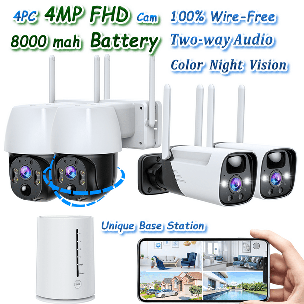 Toguard 4MP Wireless Security Camera System Outdoor Battery Bullet Dome ...