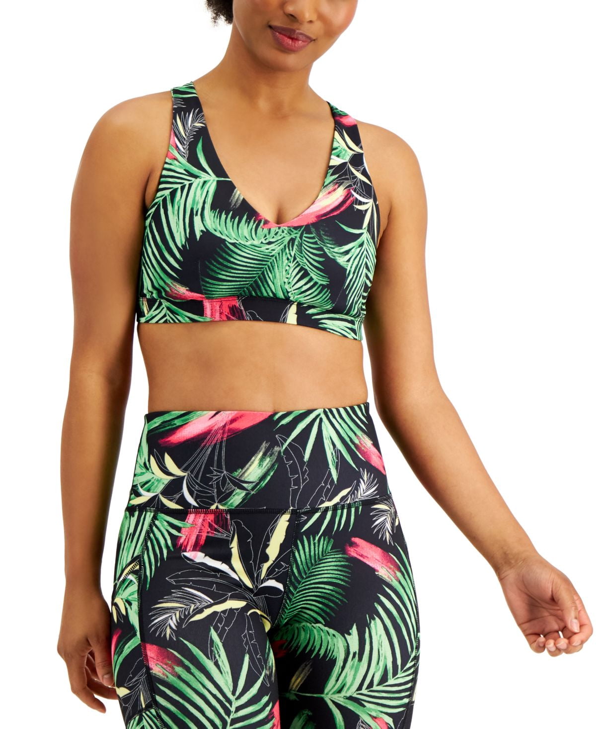 Ideology Womens Activewear Palms Match Set Low Impact Sports Bra;XX ...