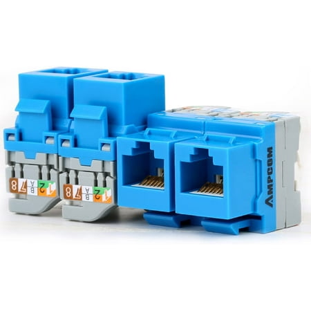 10-Pack CAT5e Tool Less Key Jack,AMPCOM RJ45 Self-Locking Cat.5e Key ...