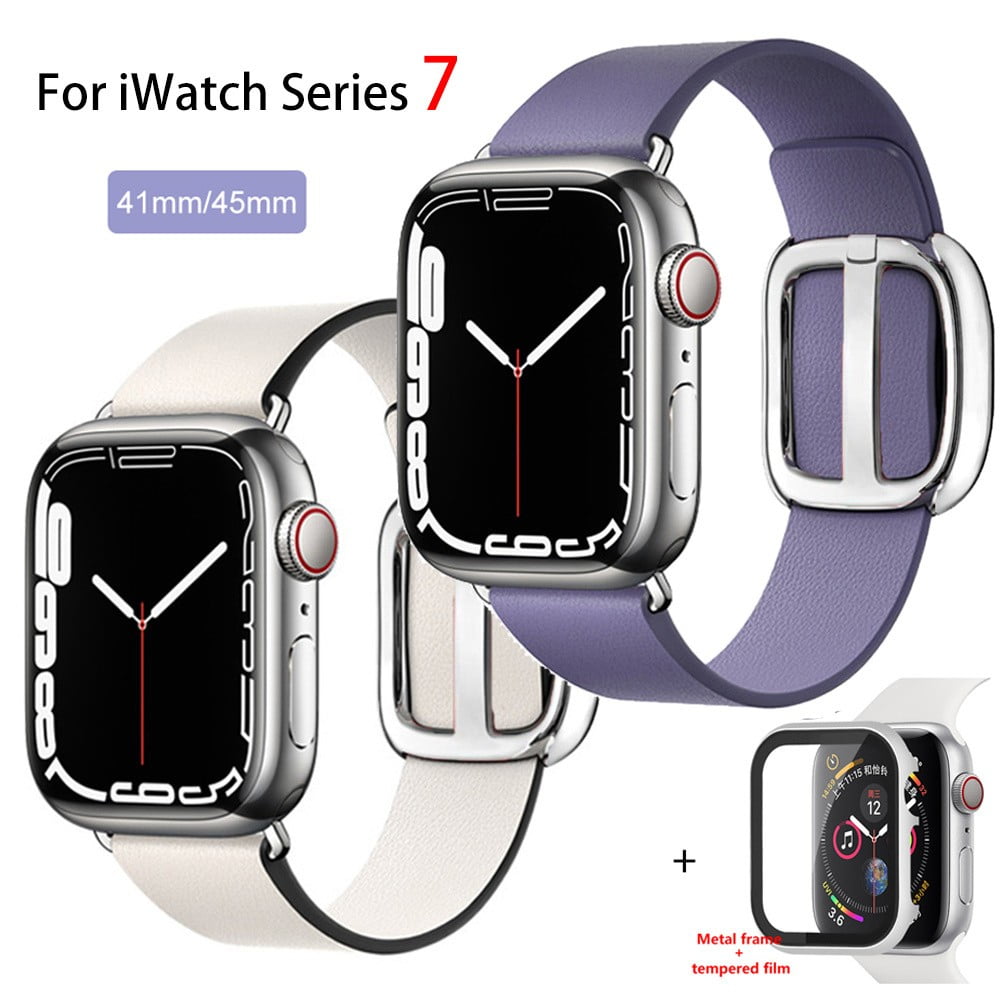 Modern Buckle Genuine Leather Strap for Apple Watch Band 45mm 41mm ...
