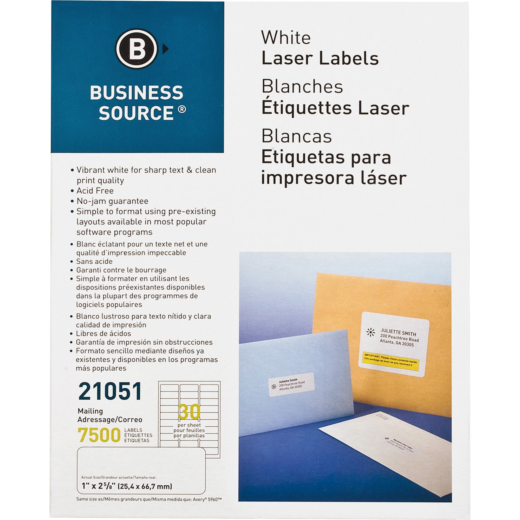 Business Source, BSN21051, Bright White Premium-quality Address Labels ...