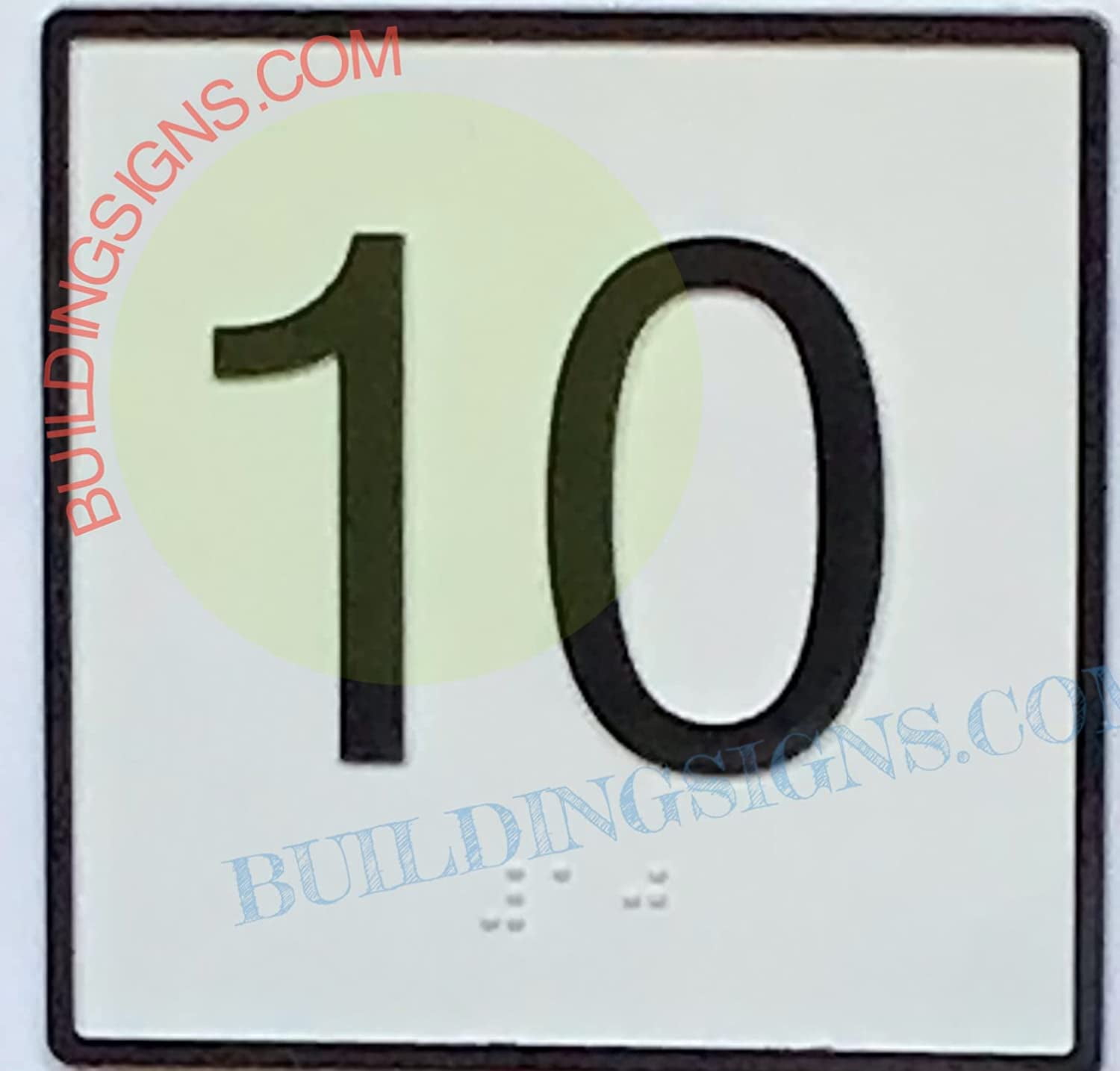 Elevator Floor Number 10 Sign- Elevator JAMB Plate Floor 10 Sign (White ...