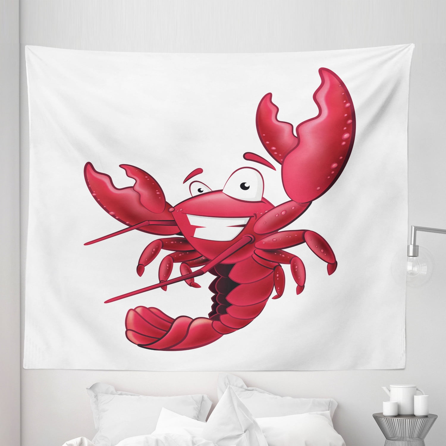 Lobster Tapestry, Illustration of a Happy Smiling Cartoon Lobster ...